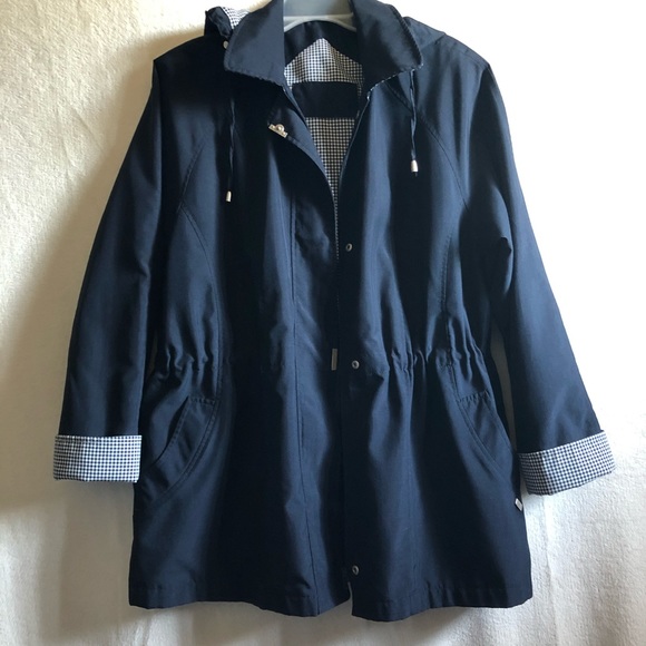 Signature | Jackets & Coats | Navy Blue Spring Coat Jacket Checkered ...